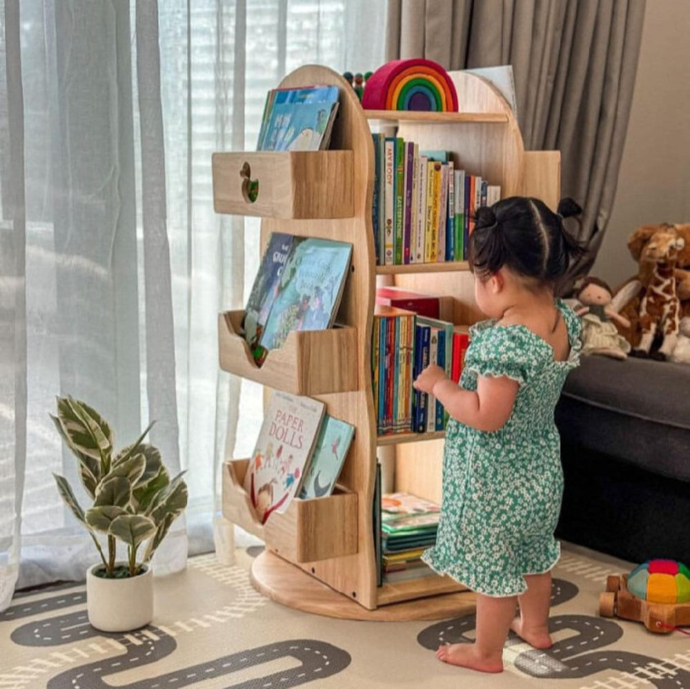 BINDI Revolving Solid Wood Bookcase