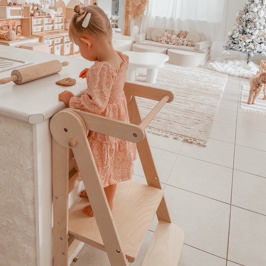 MILA Deluxe Folding Adjustable Learning Tower - Natural(Late-May Pre-O ...